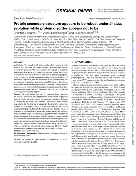 Pdf Protein Secondary Structure Appears To Be Robust Under In Silico Evolution While Protein