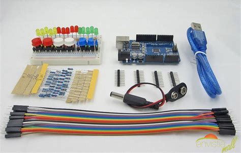 Atmega328p Starter Kit W Leds Switches Resistors Cables Jumpers And Bre