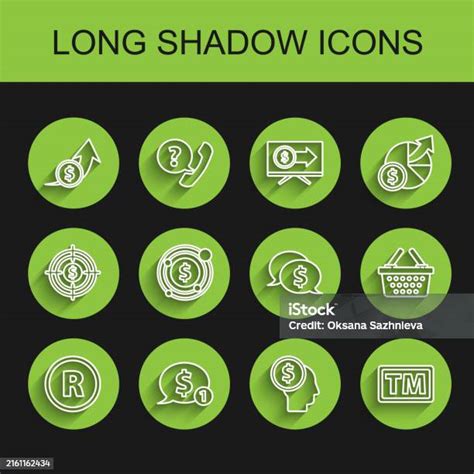 세트 라인 등록 상표 달러와 말풍선 금융 성장 및 동전 사업가 계획 마음 대상 기호 쇼핑 바구니 및 아이콘 벡터 가방에 대한 스톡 벡터 아트 및 기타 이미지 Istock