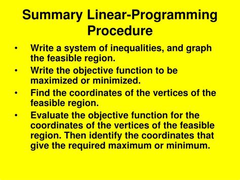 Ppt A Method Called Linear Programming Is Used To Find Optimal