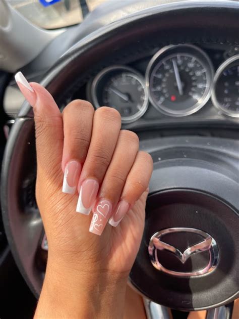 Nail With Initial Acrylic French Tip Acrylic Nails Classy Acrylic