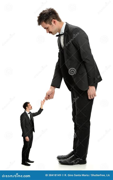 Giant Businessman Shaking Hands With Small Man Stock Image Image Of