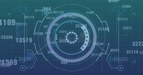 animation of scope scanning and data processing over world map stock