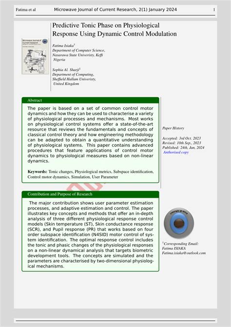 Pdf Predictive Tonic Phase On Physiological Response Using Dynamic