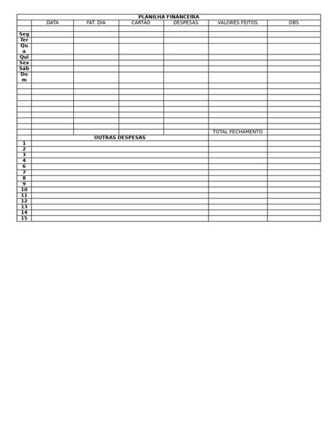 Planilha Financeira Pdf