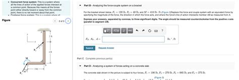 Solved Part B Analyzing The Force Couple System On A Chegg Com