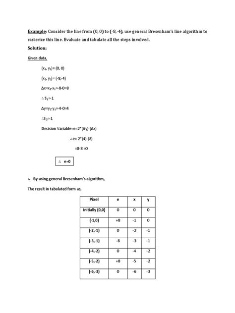 Example On Bresenhams Line Drawing Algorithm Pdf Pdf