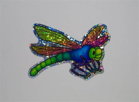 Dragonfly Sticker Flying Bug Prism Decal Insect Glitter Foil