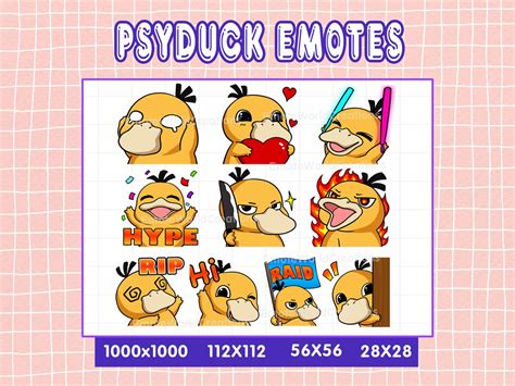 Cute Psyduck Emotes For Twitch Or Discord Streamers 10 Psyduck Emoji Pack Pokemon Emote Pack