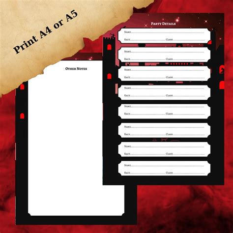 Printable Character Sheet For Dnd Rpg 5e Rogue Arrow Red Etsy