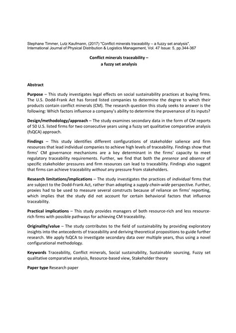 pdf conflict minerals traceability a fuzzy set analysis