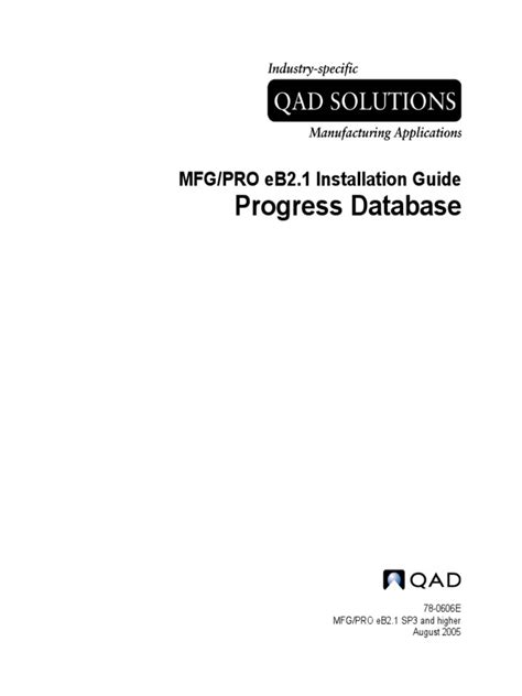 Mfg Pro Eb21 Installation Guide Progress Database Pdf Databases