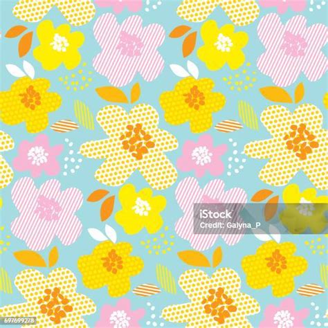 Floral Warna Musim Panas Kontemporer Pola Vektor Mulus Untuk Desain