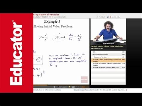 separation of variables and initial value problem instructional video