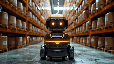 Premium Photo Autonomous Warehouse Robot Navigating The Aisles Created With Generative Ai