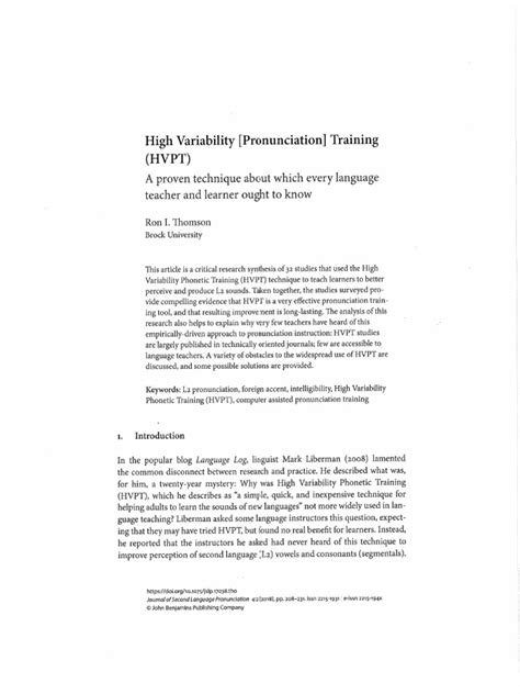 thomson high variability pdf learning second language