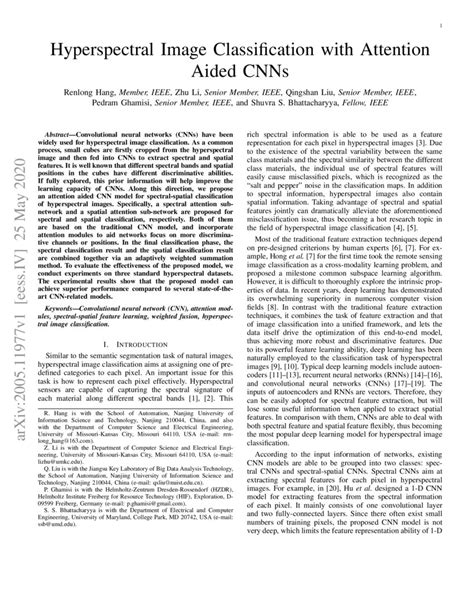 Hyperspectral Image Classification With Attention Aided Cnns Deepai