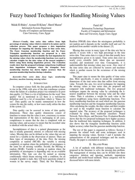 fuzzy based techniques for handling missing values pdf fuzzy logic