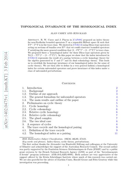 Topological Invariance of The Homological Index | PDF | Mathematical Physics | Mathematical Concepts