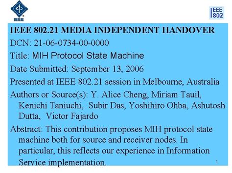 Ieee 802 21 Media Independent Handover Dcn 21