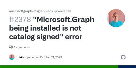 Microsoft Graph Authentication Being Installed Is Not Catalog Signed Error Issue