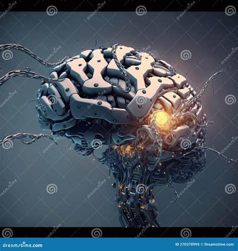 Robotic Human Brain With Detailed Circuits Concept Art Of Artificial Intelligence Brain Power