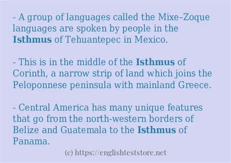Example Sentences Of Isthmus EnglishTestStore Blog