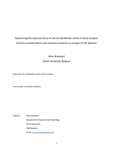 Pdf Questioning The Exclusive Focus On The Hu And Bentler Norms In