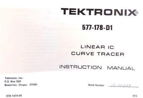 Tektronix 577 178 D1 Linear Ic Curve Tracker Instruction Manual 070 14 Surplus Select