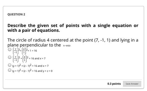 Solved QUESTION 2 Describe The Given Set Of Points With A Chegg Com