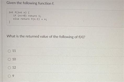 Solved Given The Following Function F Int Fint N If
