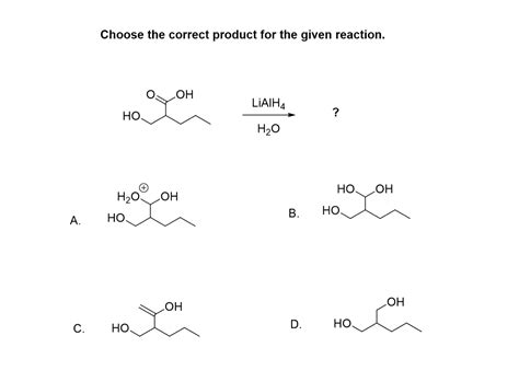Solved Choose The Correct Product For The Given Reaction ОН