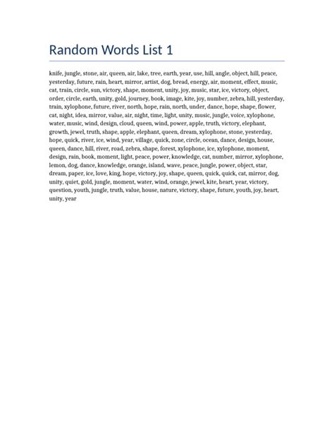 Random Words 1 Pdf