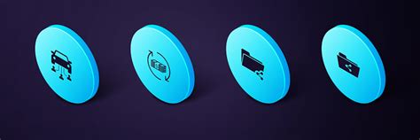 아이소메트릭 공유 폴더 환불 금액 및 자동차 공유 아이콘을 설정합니다 벡터 0명에 대한 스톡 벡터 아트 및 기타 이미지 0명 3차원 형태 개념 Istock