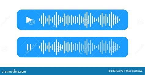 Voice Message Set Ui Interface Bubble Blue Color Stock Vector Illustration Of Social Audio