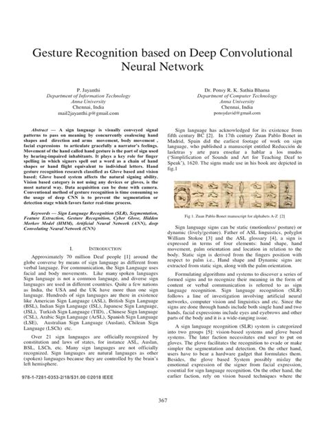 Gesture Recognition Based On Deep Convolutional Neural Network Pdf Deep Learning Sign Language