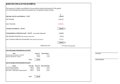 Excel Bank Reconciliation Template