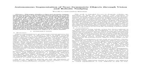 Pdf Autonomous Segmentation Of Near Symmetric Objects Through Vision