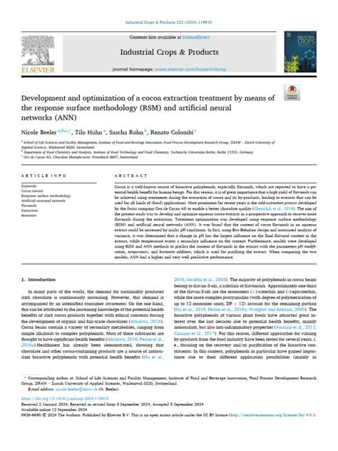 development and optimization of a cocoa extraction treatment by means