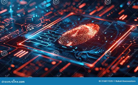 Biometric Security System Scanning Fingerprints For Access Control Stock Illustration