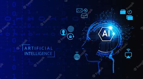 Robot Ai De Traitement De Codage Binaire Sur Fond Bleu Avec Circuit Imprimé Et Cercle Techvector
