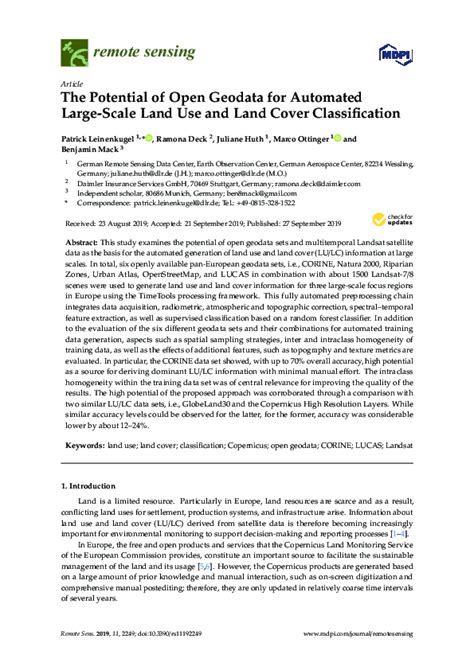 pdf the potential of open geodata for automated large scale land use
