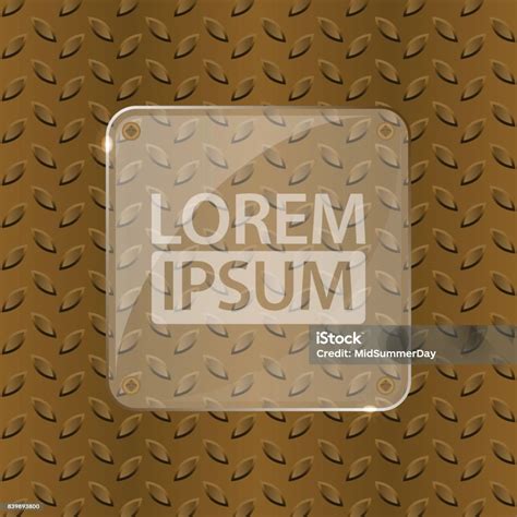 테크노 벡터 일러스트입니다 녹슨 금속 배경 투명 유리 접시와 리벳 금속 질감 Brushed 황동 구리 표면 기술 템플릿 공학 건설 테마 0명에 대한 스톡 벡터 아트 및 기타