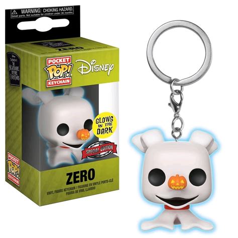 Funko Pocket Pop Keychain Disney The Nightmare Before Christmas Zero Glows In The Dark New M