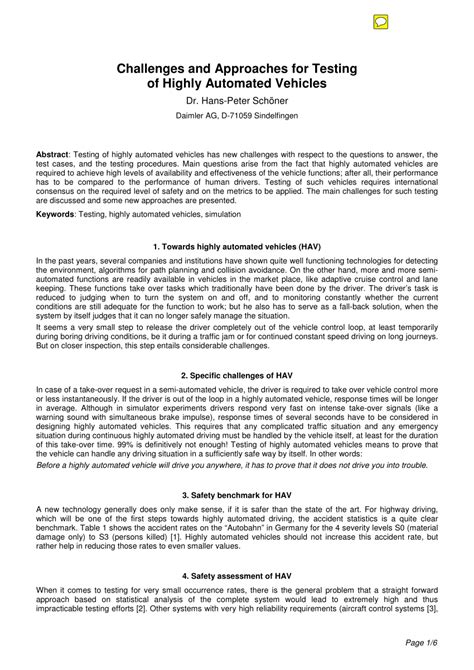 Pdf Challenges And Approaches For Testing Of Highly Automated Vehicles