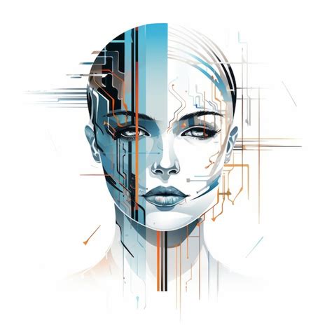 Premium Photo Futuristic Robot Art Serene Face With Circuit Board Design