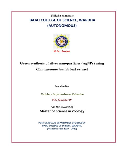 Vaibhav Project Pdf Print Download Free Pdf Nanoparticle