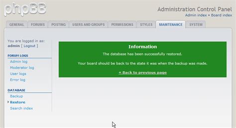 how to restore your database in phpbb kualo limited