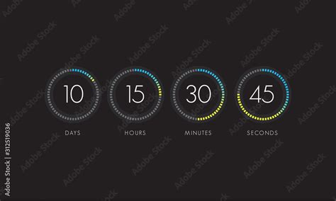Countdown Clock Counter Timer Vector Digital Count Down Circle Board