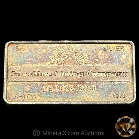 3oz W H Foster Sunshine Mining Co Vintage Silver Bar Mineralx